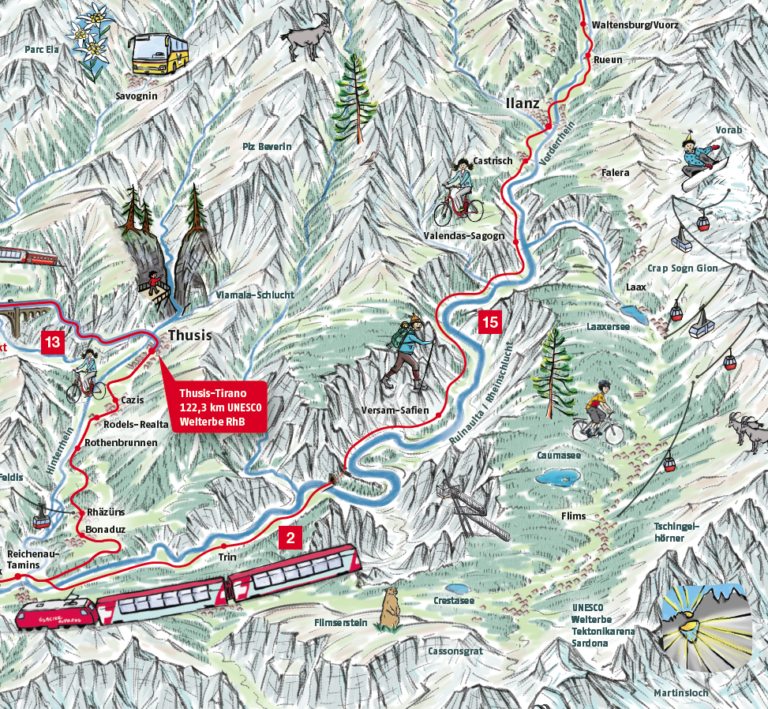 Panoramakarte Rhätische Bahn - Süsskind SGD